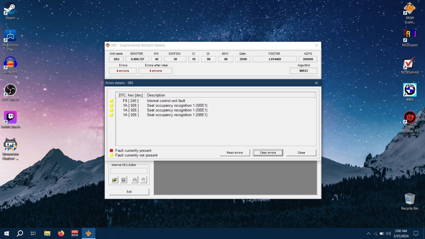 SRS Module Swap, still getting shadow codes that won't clear - Xoutpost.com